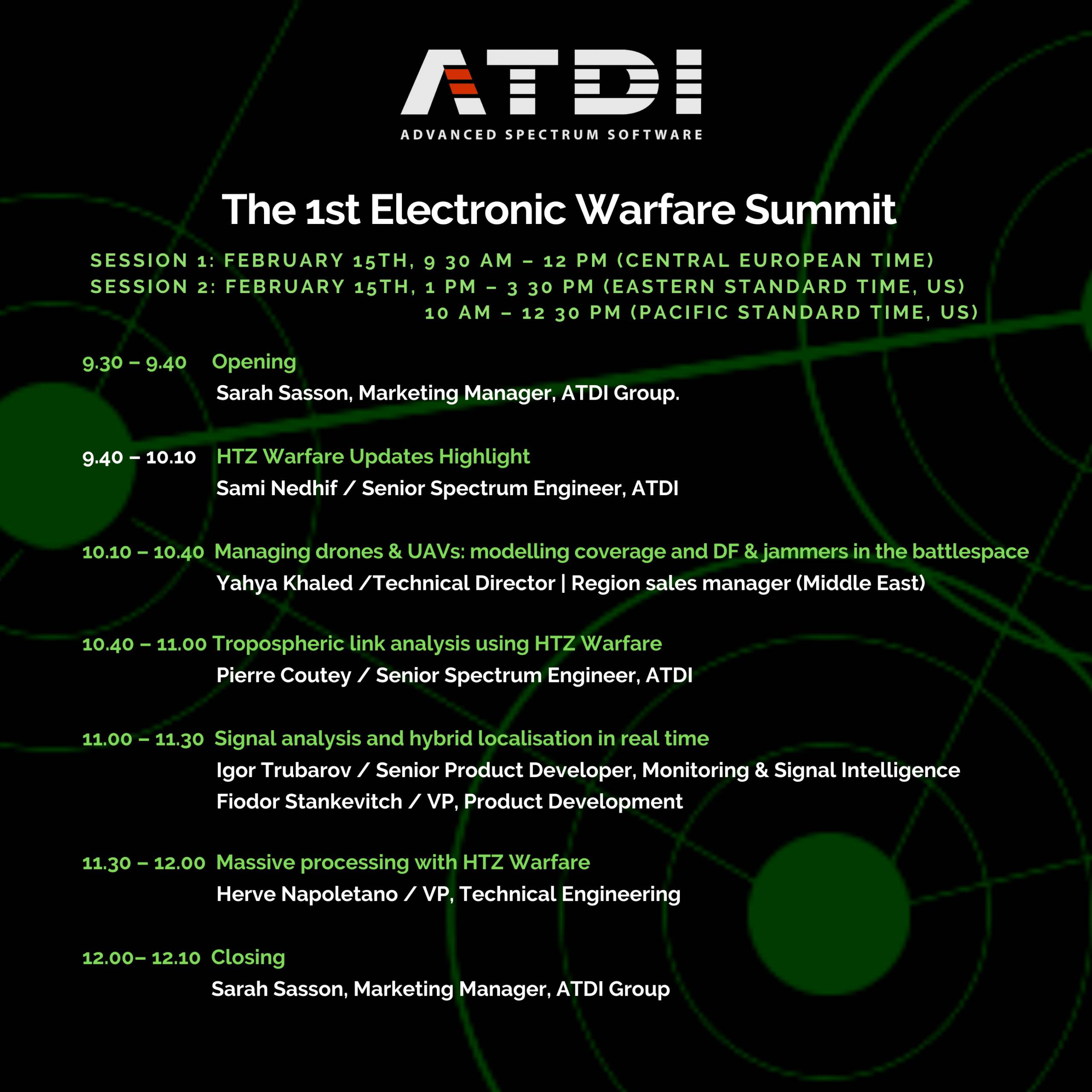 1st Annual Electronic Warfare Summit - ATDI